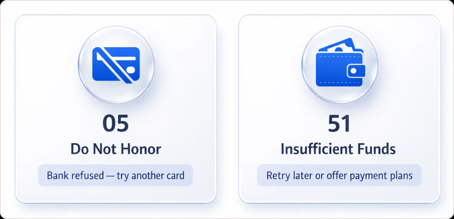 Credit Card Decline Code: 2026 Merchant Guide [05, 51, 54]